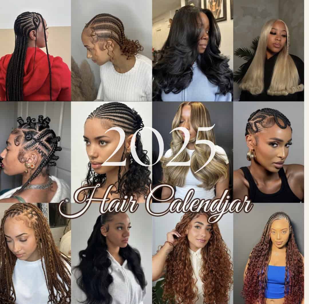 2025 Black Girl Hair Calendar Template - Black Beauty Bombshells